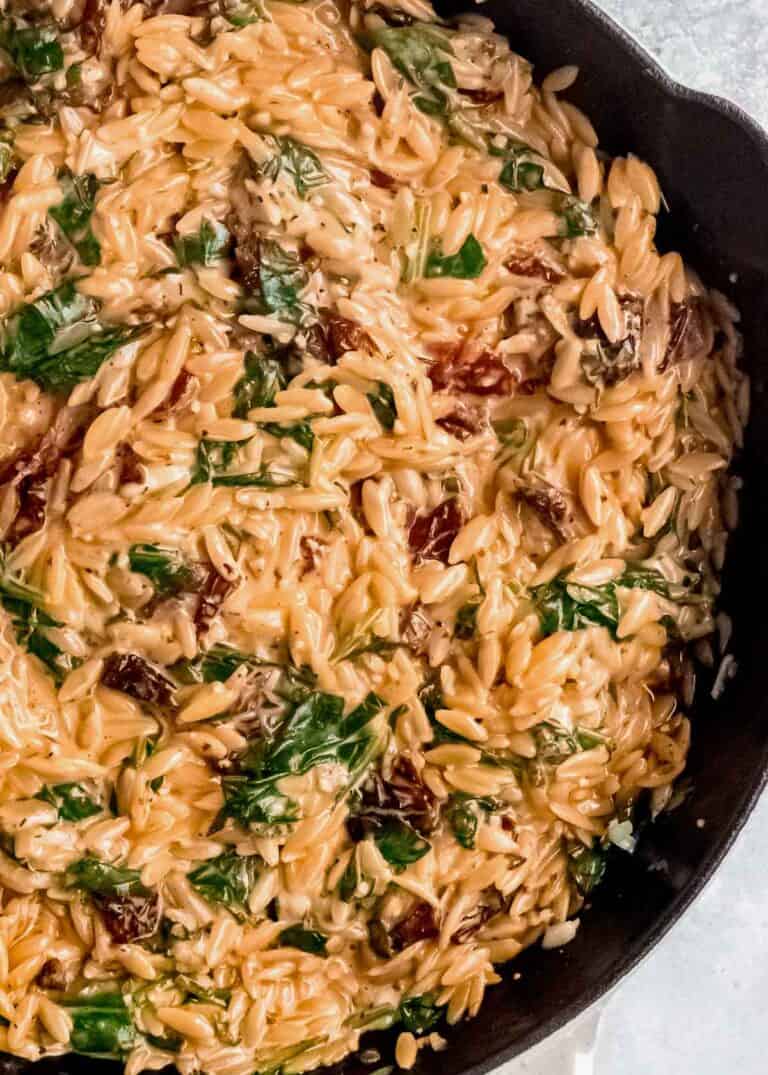 Creamy Tuscan Orzo Pasta - It Starts With Good Food